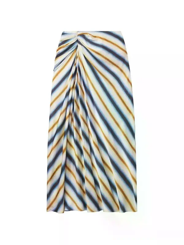 A.L.C. Jean Ruched Striped Maxi Skirt - Neutrals
