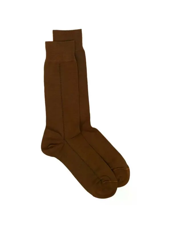 Zegna Ribbed-cuff Socks - Brown
