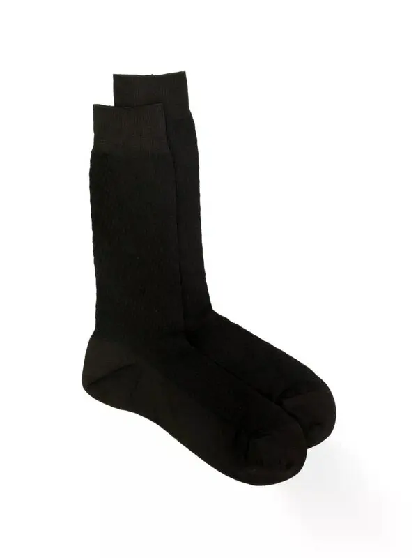 Zegna Textured Mid-calf Socks - Brown