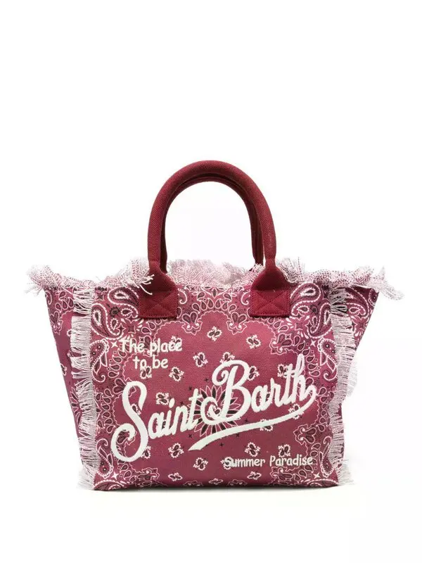 MC2 SAINT BARTH Bandana-print Frayed Shoulder Bag - Red