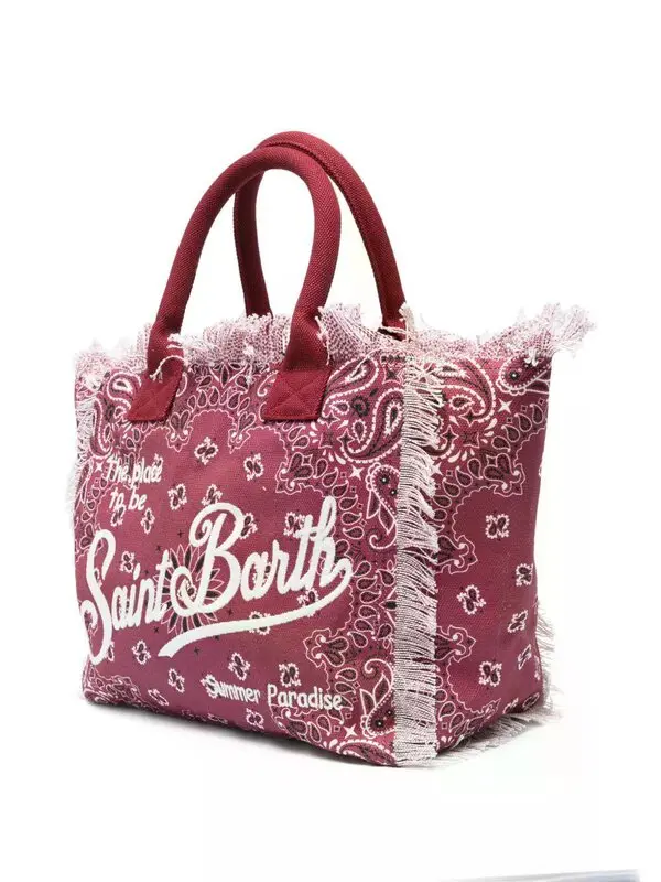 MC2 SAINT BARTH Bandana-print Frayed Shoulder Bag - Red