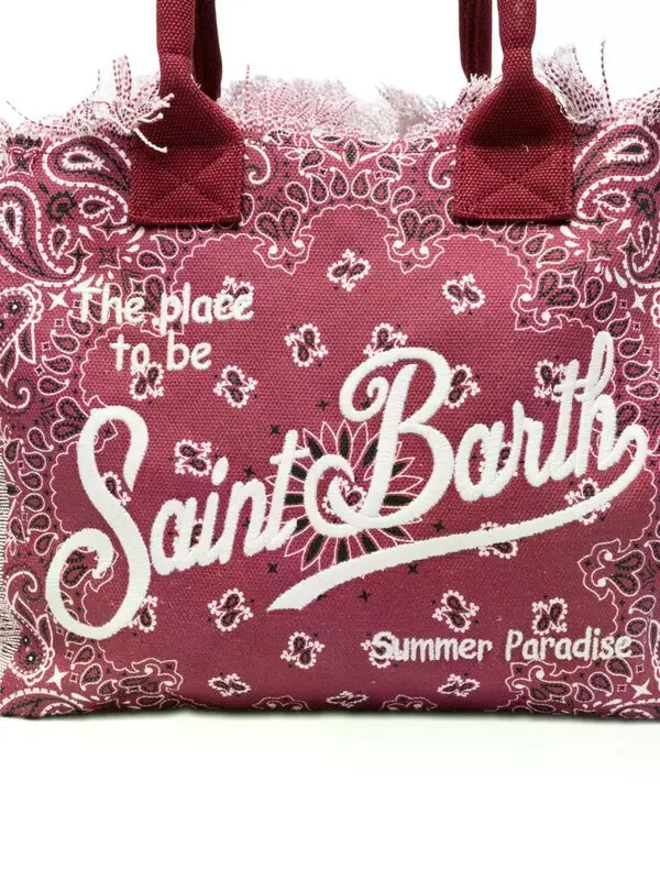 MC2 SAINT BARTH Bandana-print Frayed Shoulder Bag - Red