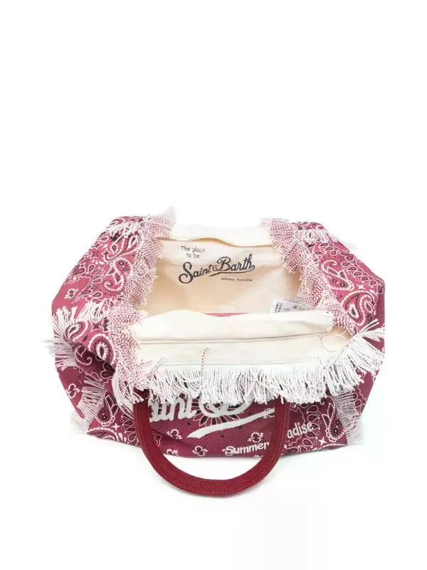 MC2 SAINT BARTH Bandana-print Frayed Shoulder Bag - Red