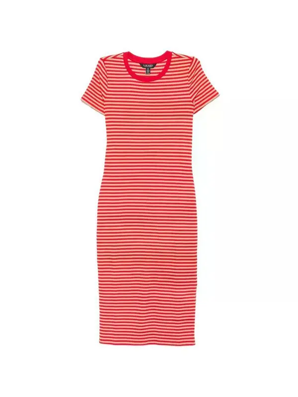 Ralph Lauren Seferah Striped Ribbed-knit Dress - Red