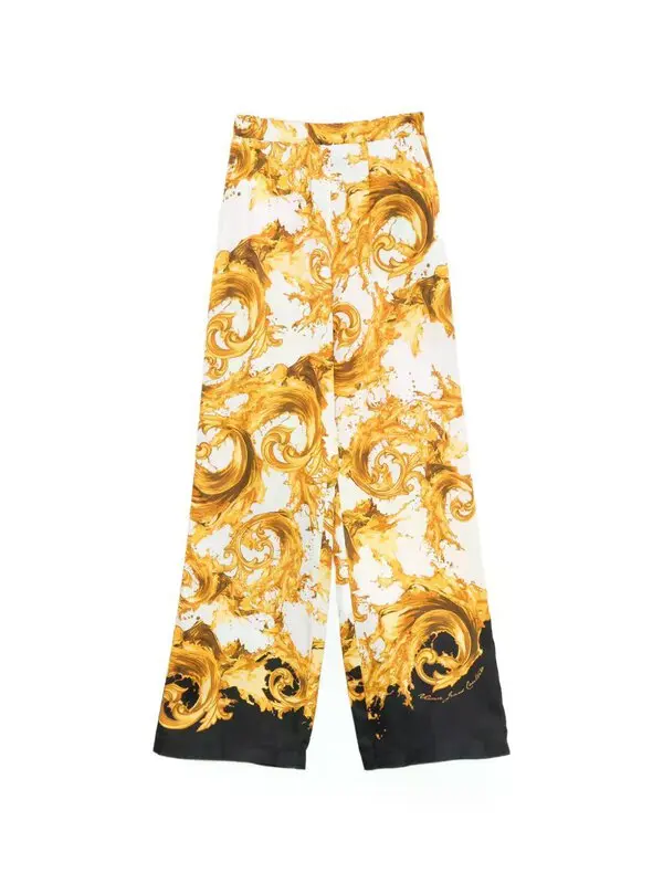 Versace Barocco-print Wide-leg Trousers - White