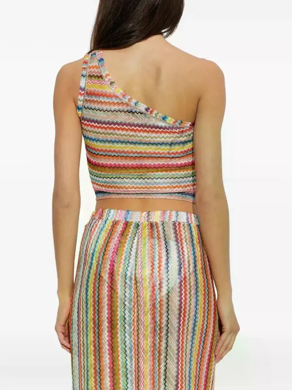 Missoni Zigzag-knit One-shoulder Top - Blue