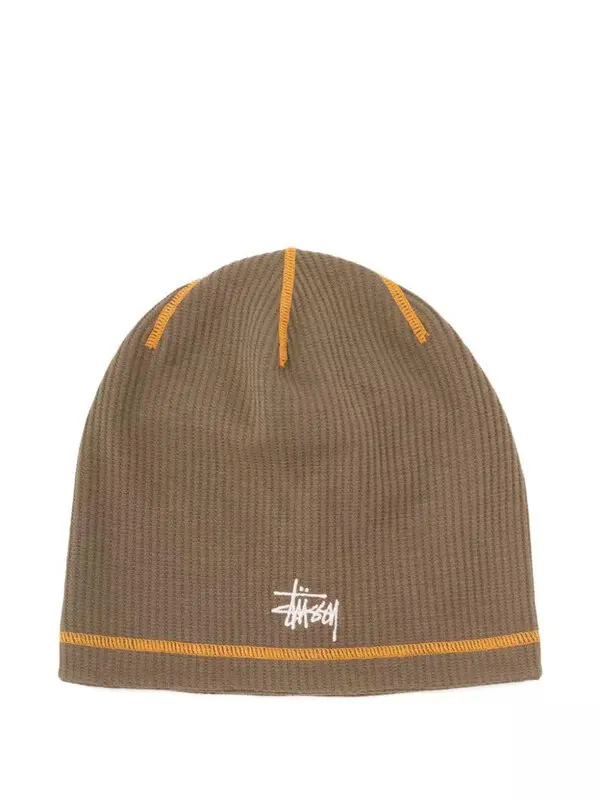 StÜssy Skullcap Waffle-knit Beanie Hat - Green