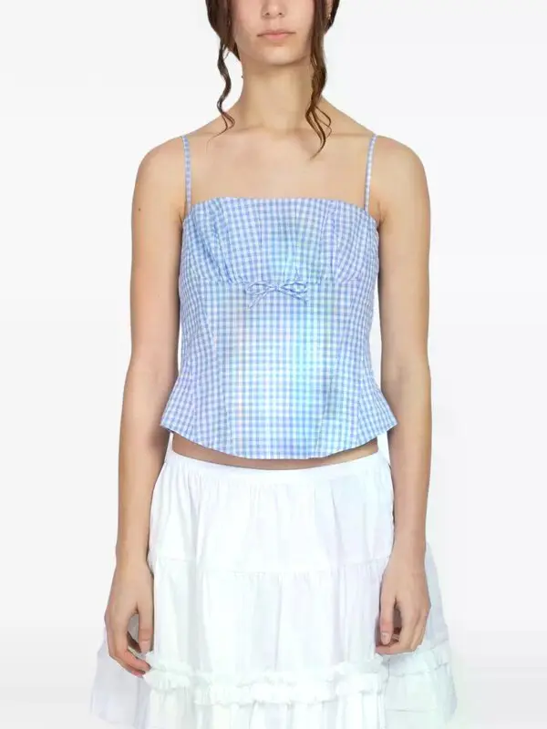 Sandy Liang Hotaru Gingham-check Top - Blue