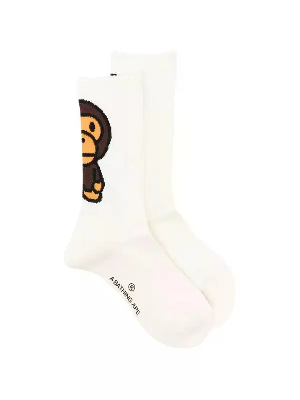 A BATHING APE Logo-print Socks - Neutrals