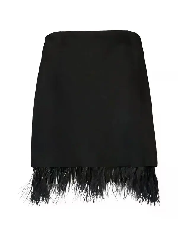 Brunello Cucinelli Mini Skirt With Feather Trim - Black