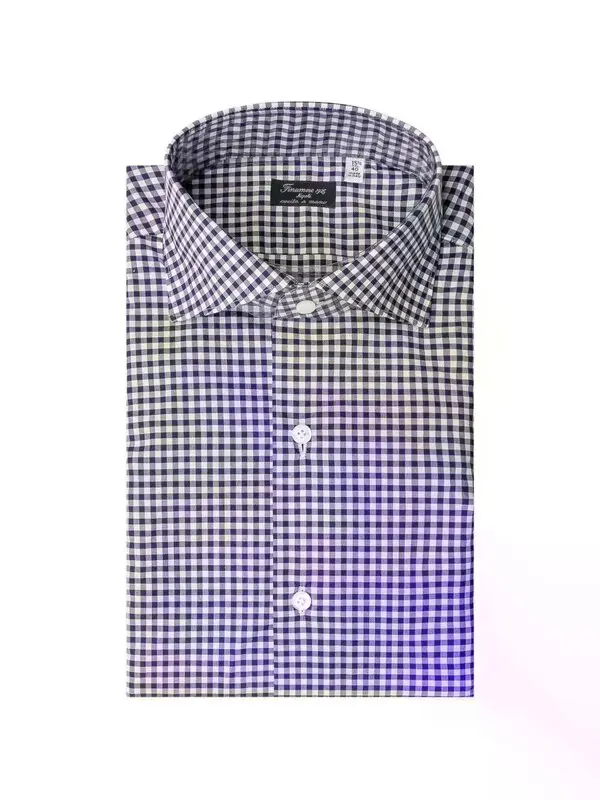 FINAMORE 1925 Gingham-pattern Shirt - Blue