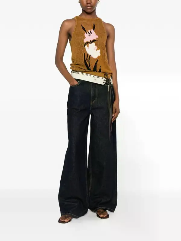 Marni Floral-intarsia Mesh Top