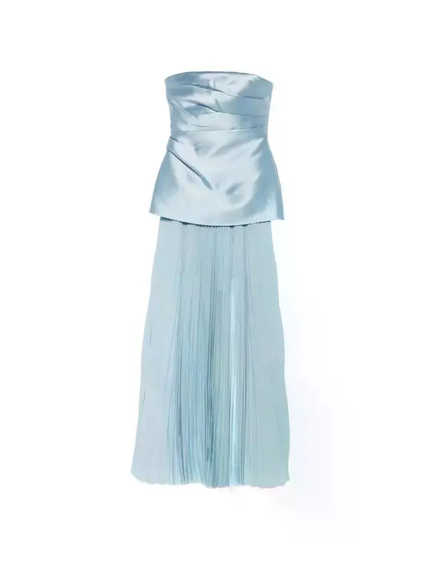 Solace London Claudette Pleated Maxi Dress - Blue