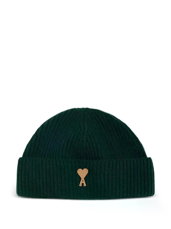 Ami Wool De Coeur Beanie - Green
