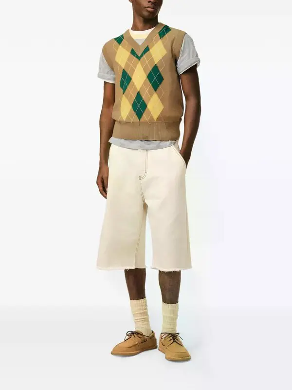 AMI Paris Argyle Intarsia Sleeveless Sweater