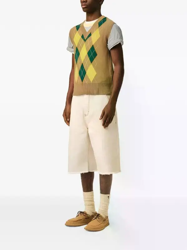 AMI Paris Argyle Intarsia Sleeveless Sweater