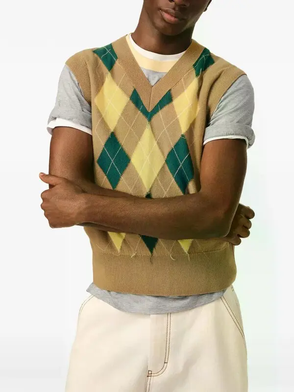 AMI Paris Argyle Intarsia Sleeveless Sweater