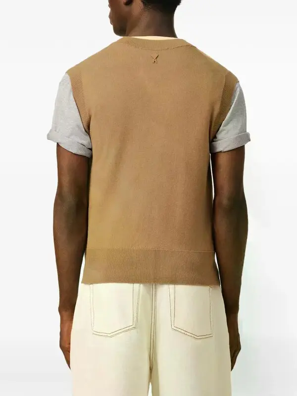AMI Paris Argyle Intarsia Sleeveless Sweater
