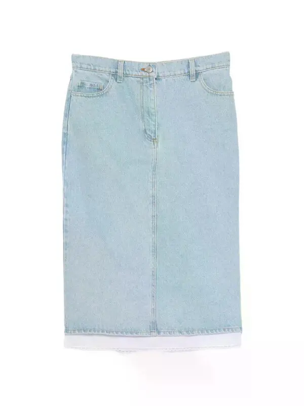 Magda Butrym Lace-trimmed Denim Skirt - Blue