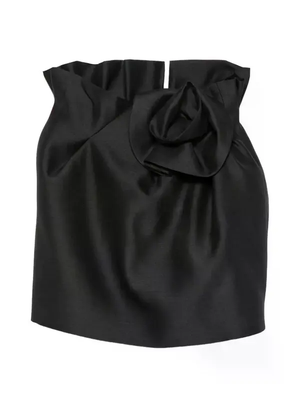 Magda Butrym Satin Mini Skirt With 3d Flower Detail