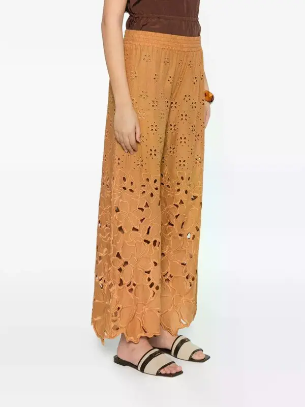 Ermanno Scervino Broderie Anglaise Floral-cut-out Trousers - Brown