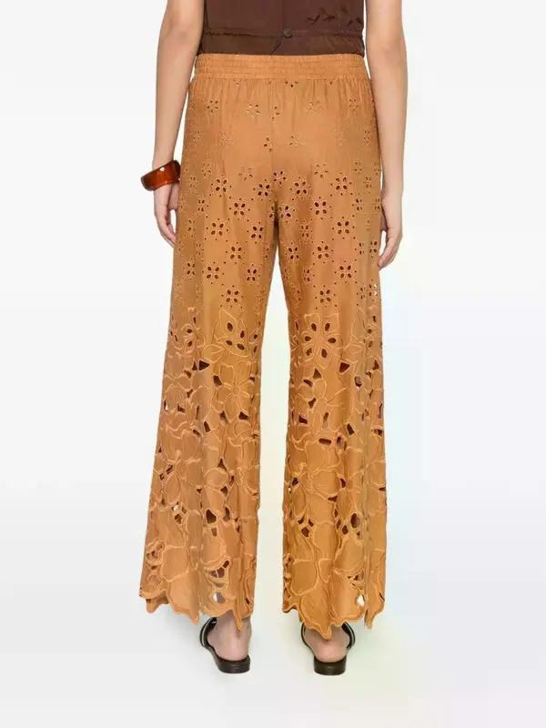 Ermanno Scervino Broderie Anglaise Floral-cut-out Trousers - Brown