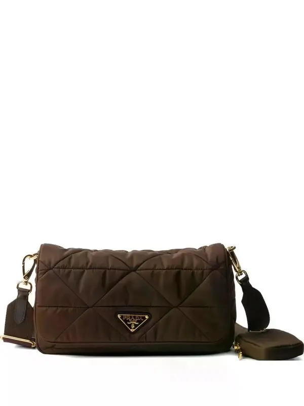 Prada Padded Re-nylon Shoulder Bag - Brown