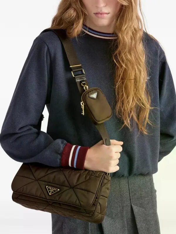 Prada Padded Re-nylon Shoulder Bag - Brown
