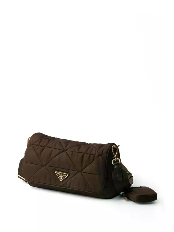 Prada Padded Re-nylon Shoulder Bag - Brown