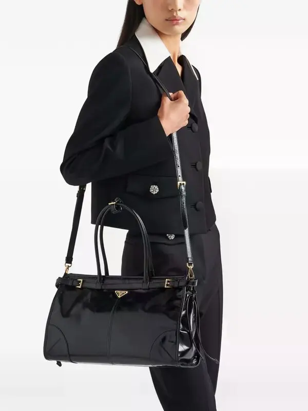 Prada Bonnie Large Leather Handbag - Black