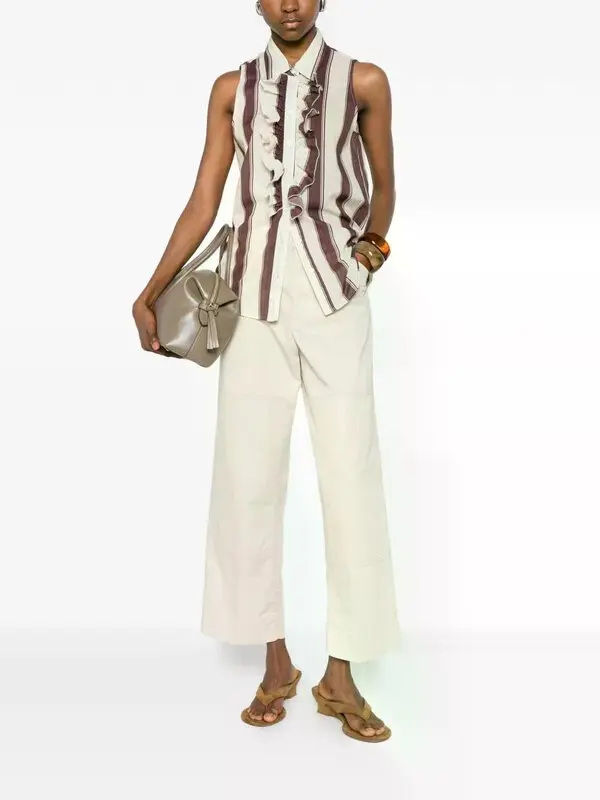 DIEGA Striped Ruffled Blouse
