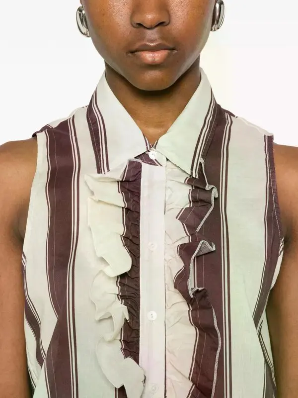 DIEGA Striped Ruffled Blouse
