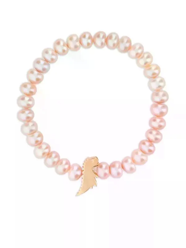 ALIITA 9k Dinosaur Charm Pearl Bracelet - Pink