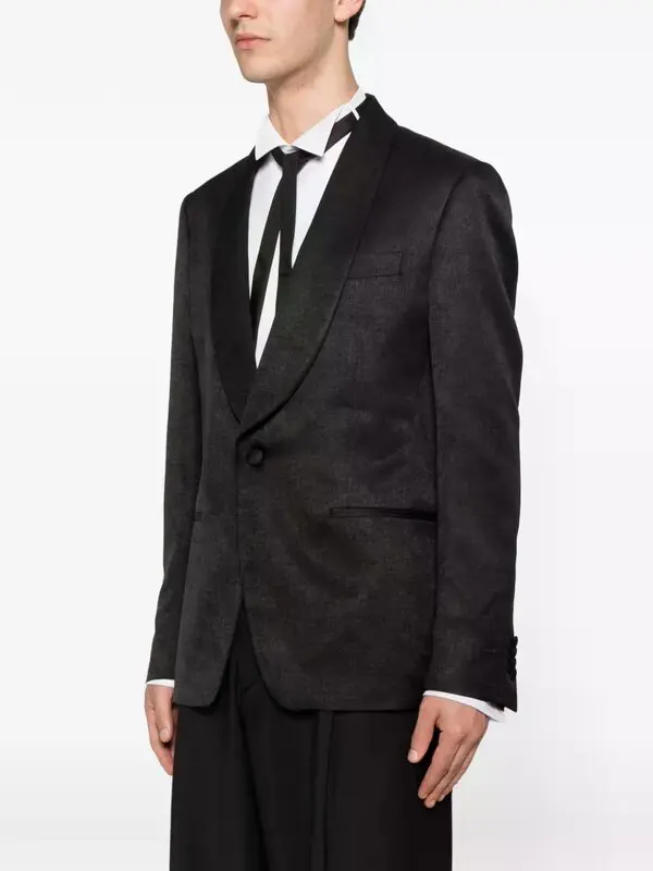 LARDINI Shawl-lapel Single-breasted Blazer - Black