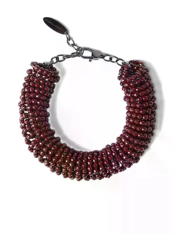 Brunello Cucinelli Hematite Beaded Bracelet - Red