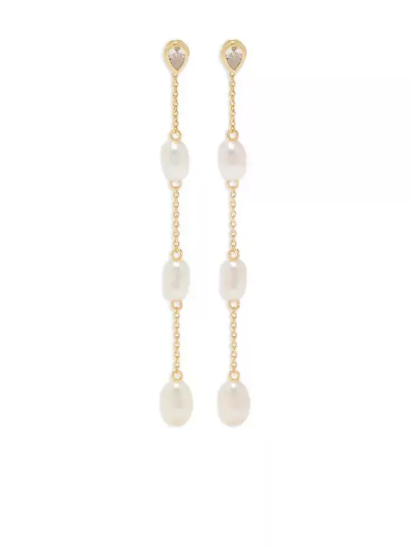 ASTRID & MIYU Pearl Chain Drop Earrings - Gold