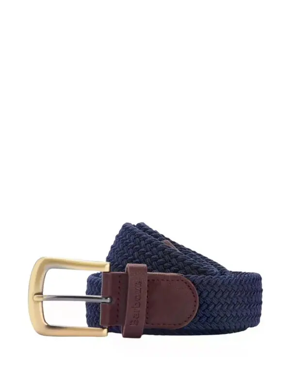 Barbour Woven Belt With Leather Trim - Blue