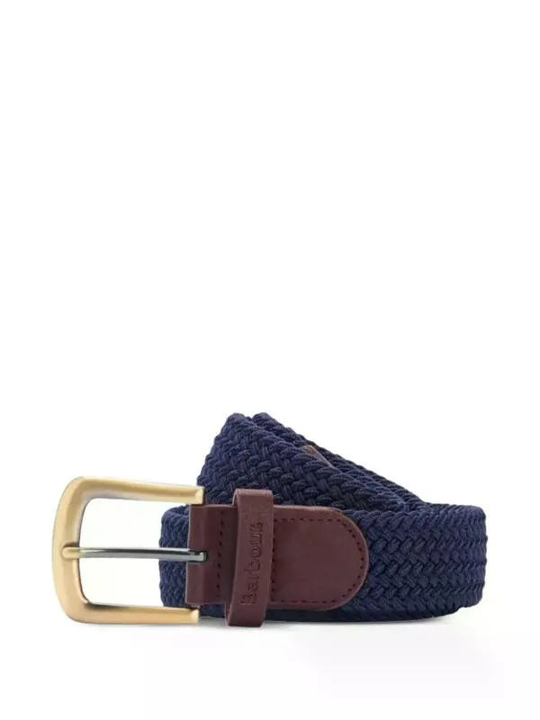 Barbour Woven Belt With Leather Trim - Blue