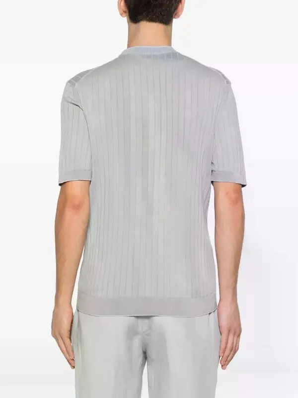 Eleventy Ribbed Knit Mock Neck Short Sleeve T-shirt