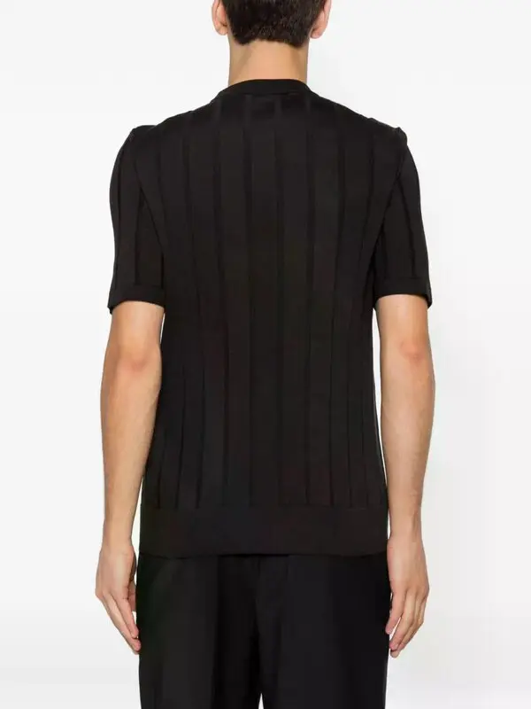 Eleventy Vertical-stripe Short-sleeve Sweater - Black