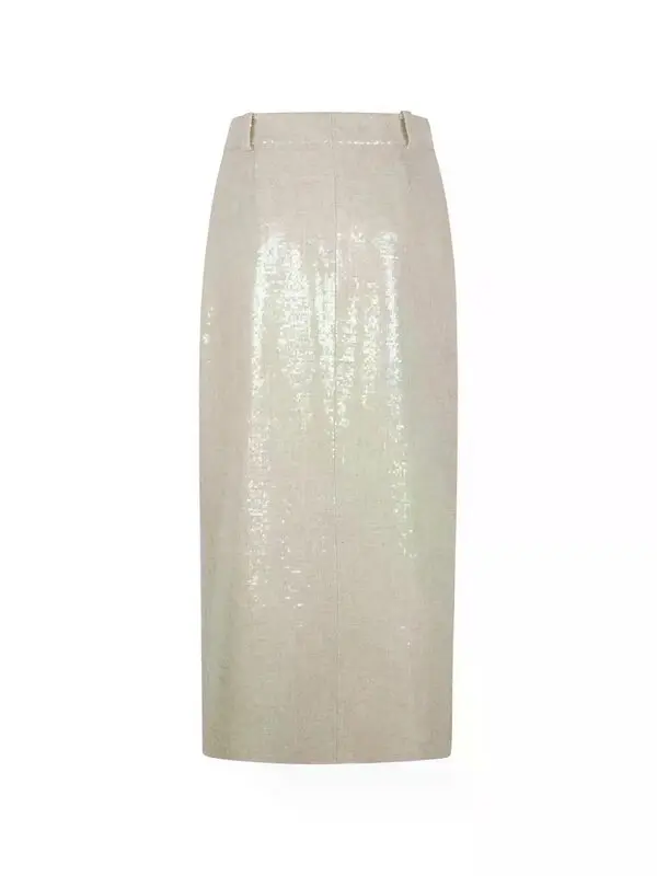 Kiton Sequin-embellished Slit Midi Skirt