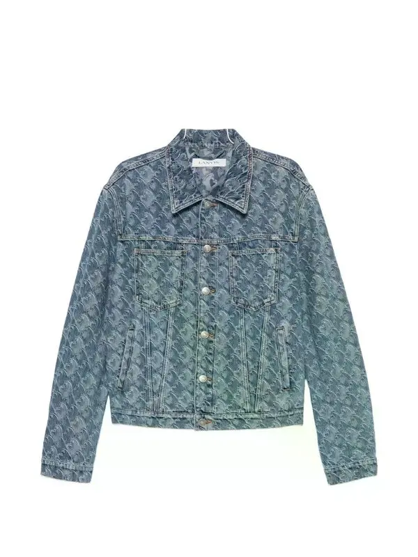 LANVIN Monogram-jacquard Denim Jacket - Blue