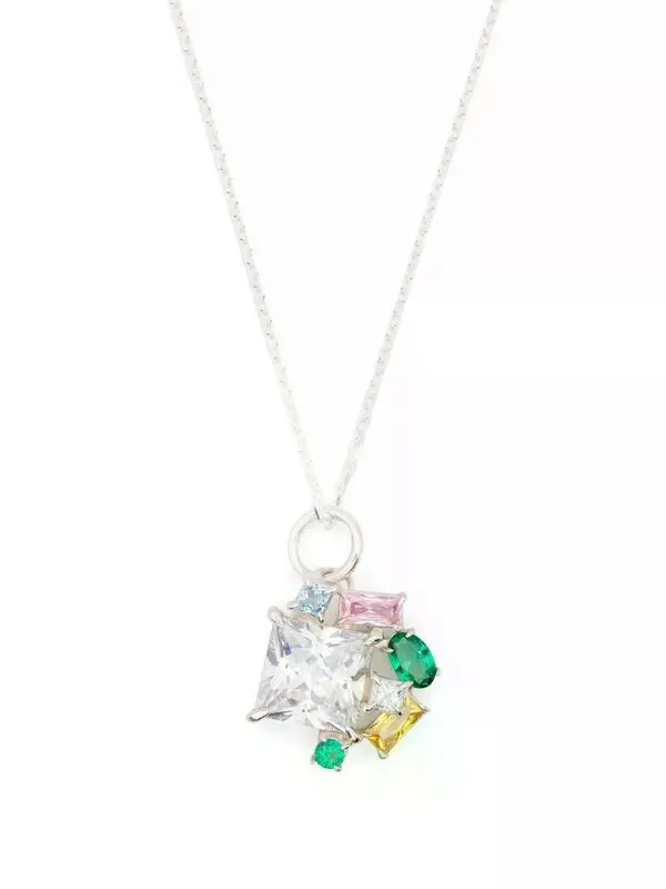 HATTON LABS Gem Cluster Necklace - Silver