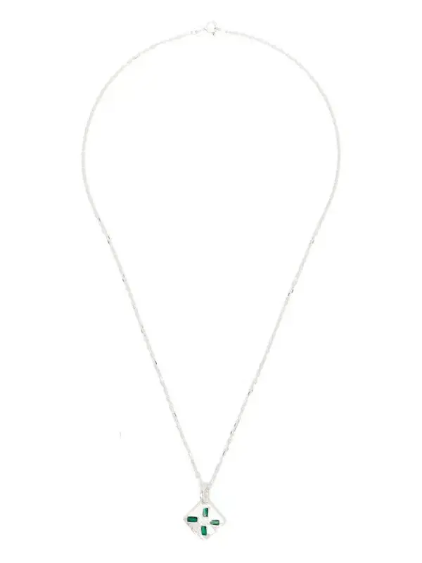 THE OUZE Emerald Morries Necklace - Silver