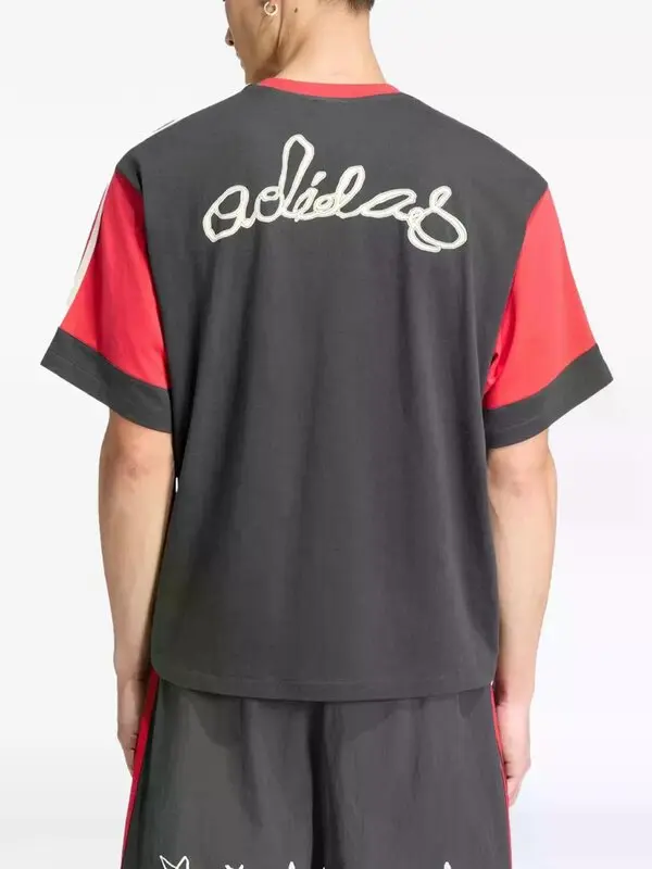 Adidas Originals Panelled Graphic-print T-shirt - Black
