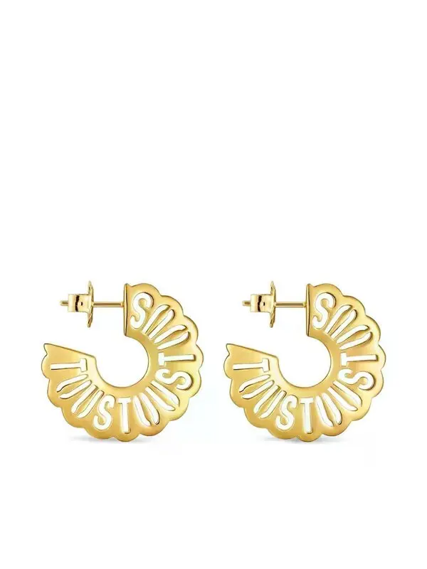 TOUS Pleated-text Logo Hoop Earrings - Gold