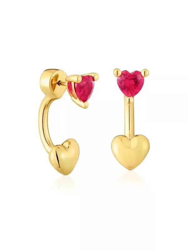 TOUS Heart Ruby Earrings - Gold