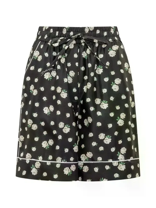Dolce & Gabbana Floral-print Silk Shorts - Black