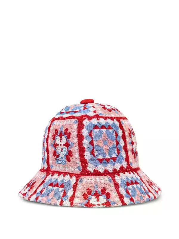 KANGOL Crochet Knit Bucket Hat - Red