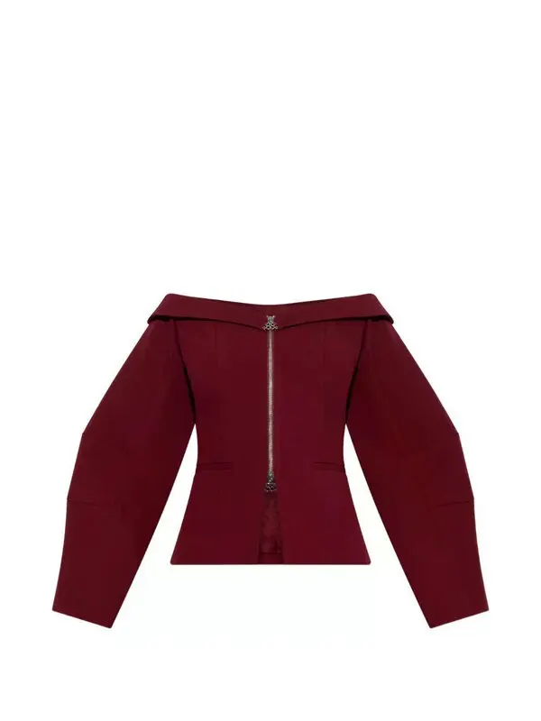 GESTUZ Zip-up Off-the-shoulder Jacket - Red